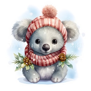 Cute Christmas Koala Clipart Bundle - 10 High Quality JPG - Digital ...