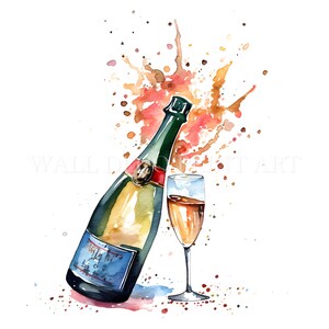 Colorful Party Champagne Clipart - 10 High Quality Jpgs - Digital ...