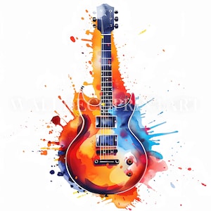 10 Colorful Electric Guitar Clipart Bundle - High Quality Pngs ...