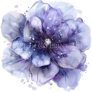 Purple & Silver Abstract Flowers Clipart Bundle - 10 High Quality JPG ...