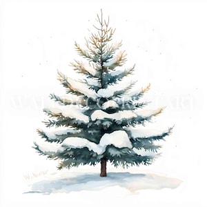 10 Winter Tree With Snow Clipart Bundle - High Quality Jpgs - Digital ...