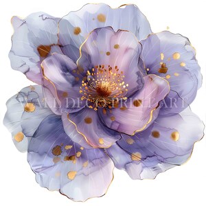 Purple & Gold Abstract Flowers Clipart Bundle - 10 High Quality Jpgs ...