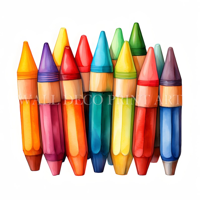 Colorful Crayons Clipart 9 High Quality Jpgs Digital - Etsy