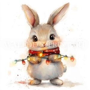 Christmas Rabbit Lights Clipart Bundle 10 High Quality JPG Digital ...