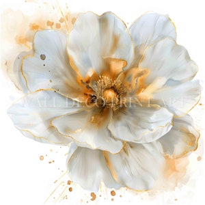 White & Gold Abstract Flowers Clipart Bundle - 10 High Quality Jpgs ...