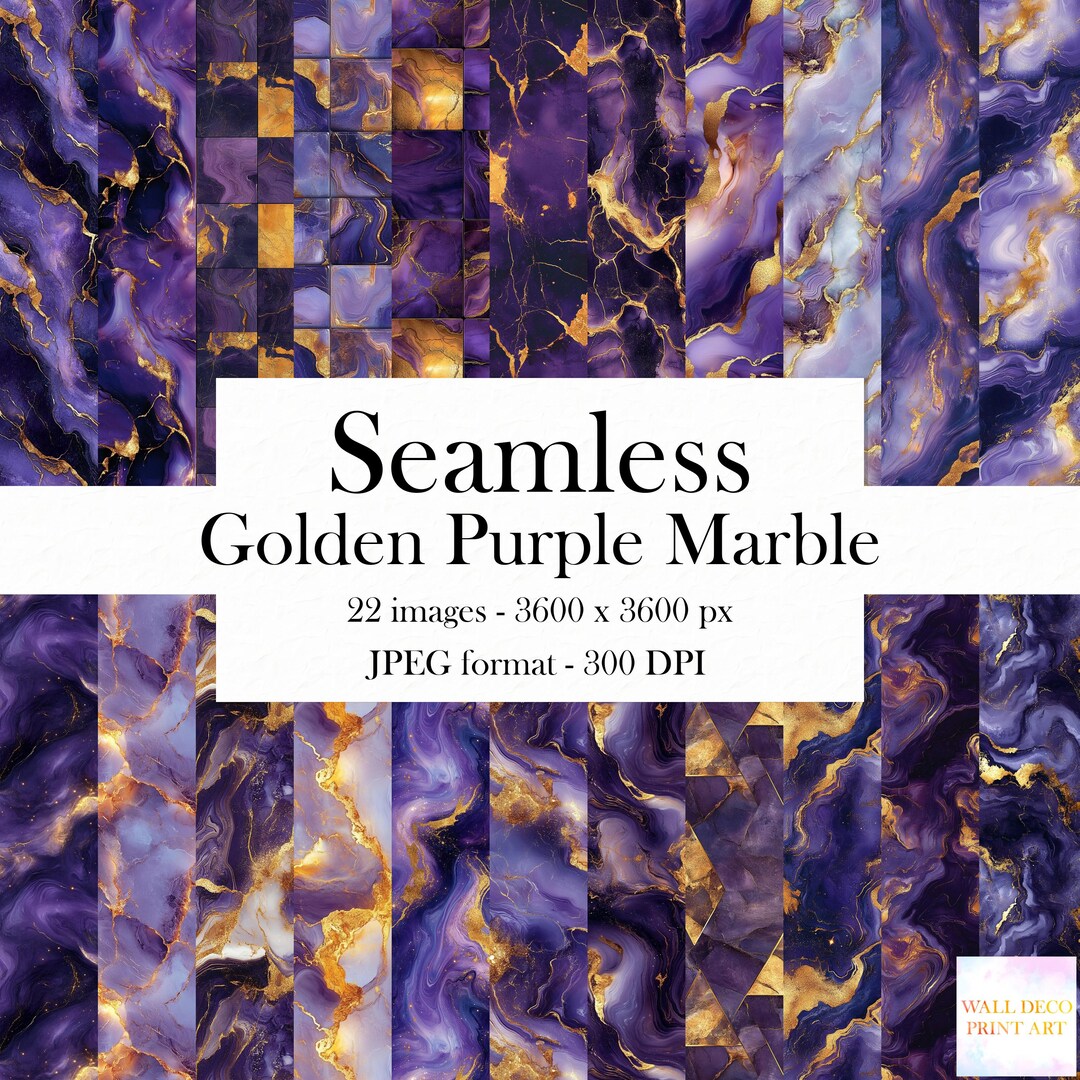 Golden Purple Marble Digital Paper - Seamless Abstract Design for ...