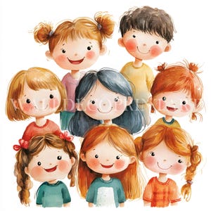 10 Happy Childrens Clipart Bundle - High Quality Jpgs - Digital ...