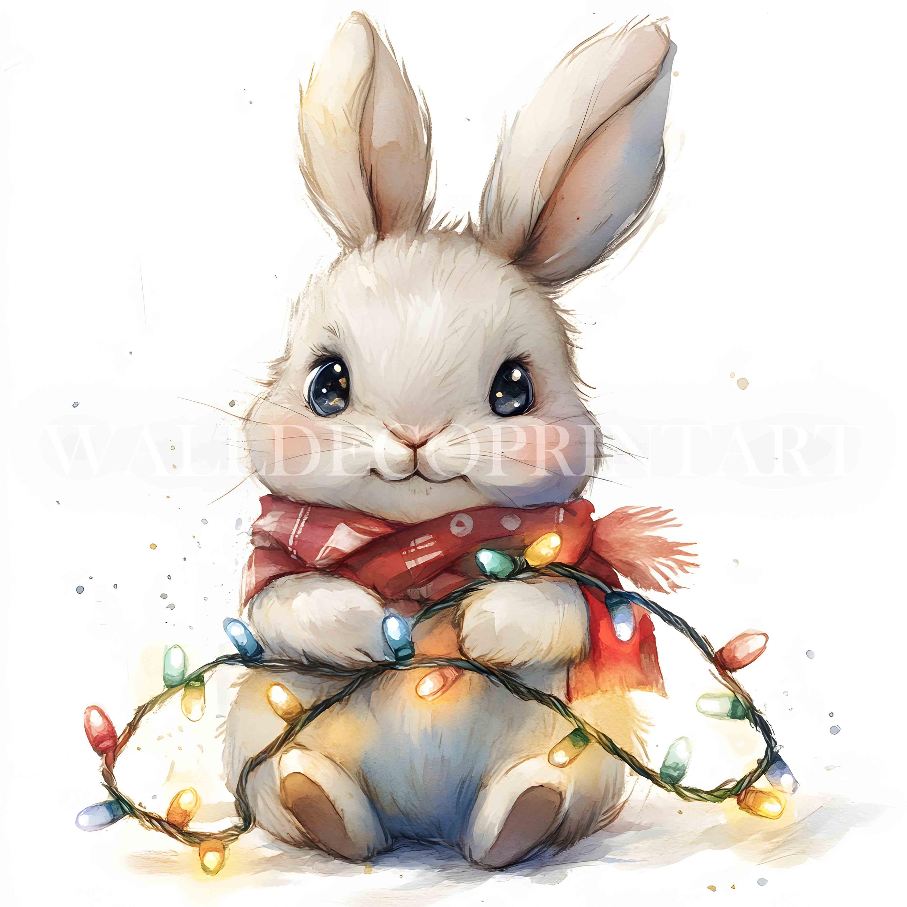 Christmas Rabbit Lights Clipart Bundle - 10 High Quality JPG - Digital ...