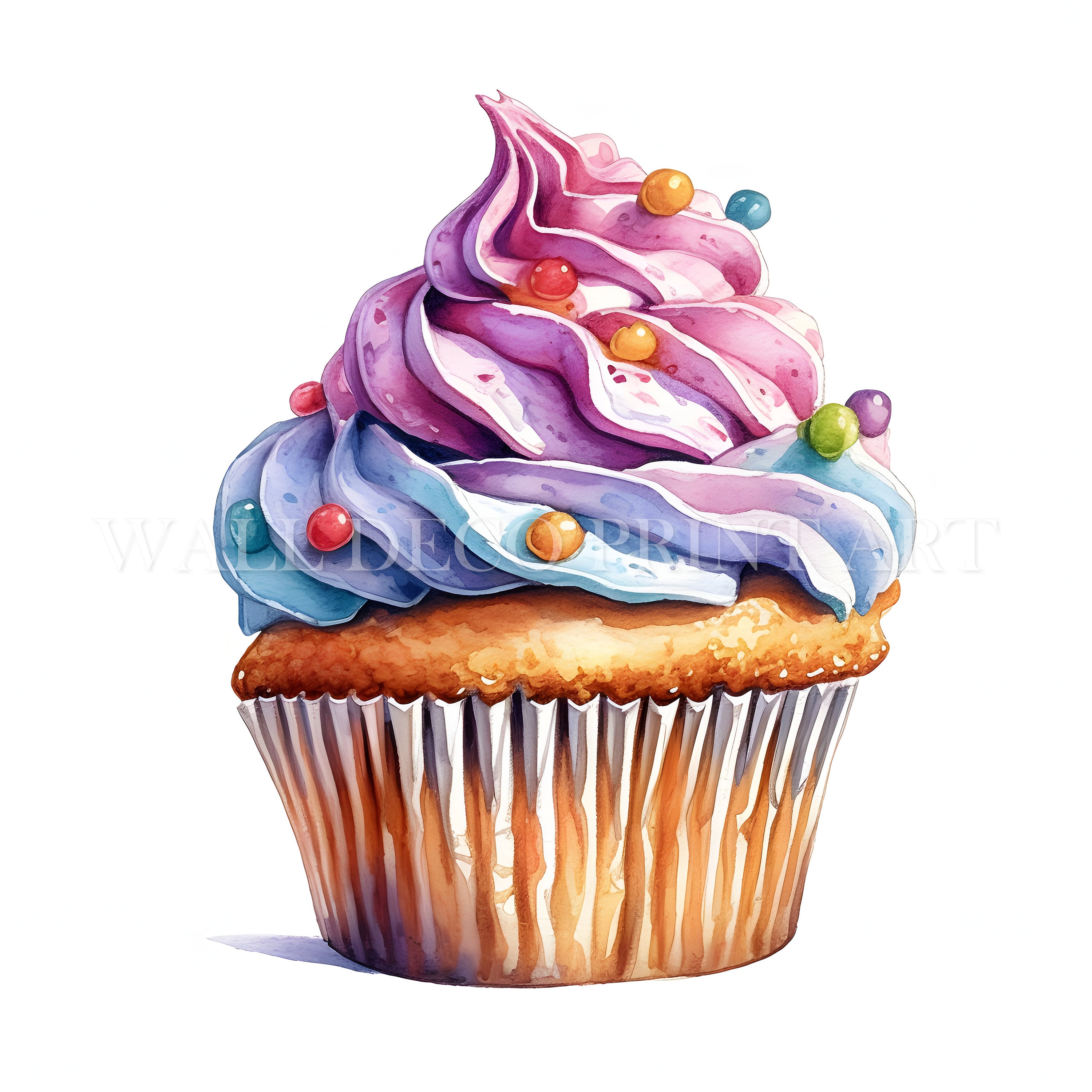 Watercolor Cupcakes Clipart Bundle 10 High Quality Jpgs - Etsy