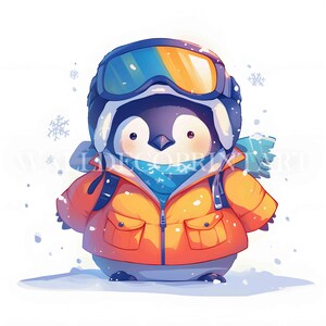 10 Cute Winter Penguin Clipart Bundle - High Quality Jpgs - Digital ...