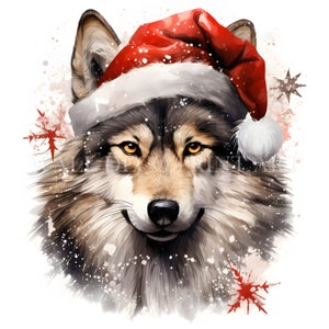 Cute Christmas Wolf Clipart Bundle - 10 High Quality Jpgs - Digital ...
