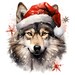 Cute Christmas Wolf Clipart Bundle 10 High Quality Jpgs Digital ...