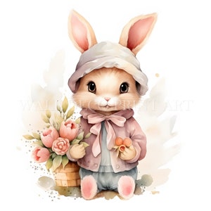 Cute Spring Flower Rabbit Clipart Bundle - 12 High Quality JPG ...