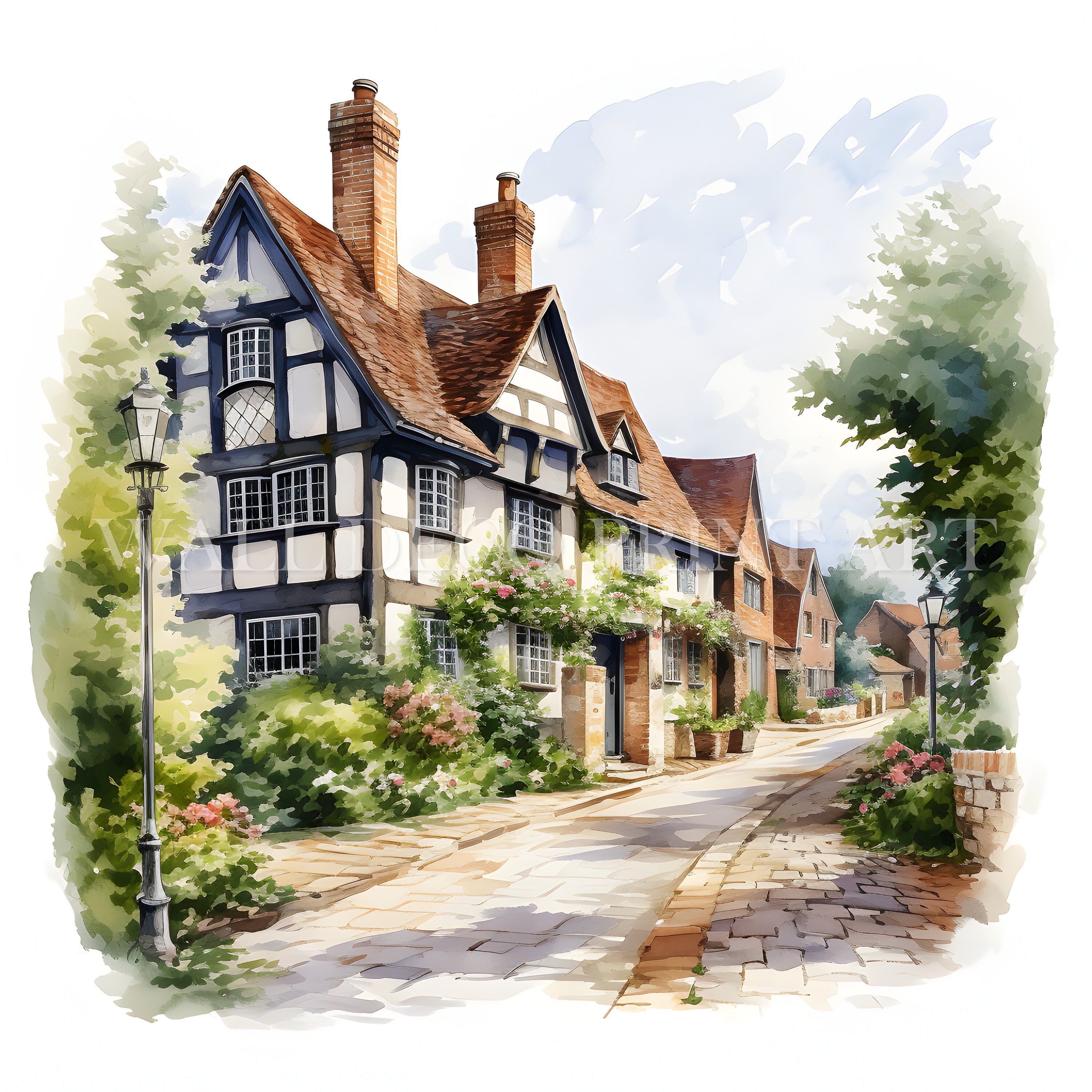 Watercolor English Village Clipart Bundle - 10 High Quality Jpgs ...