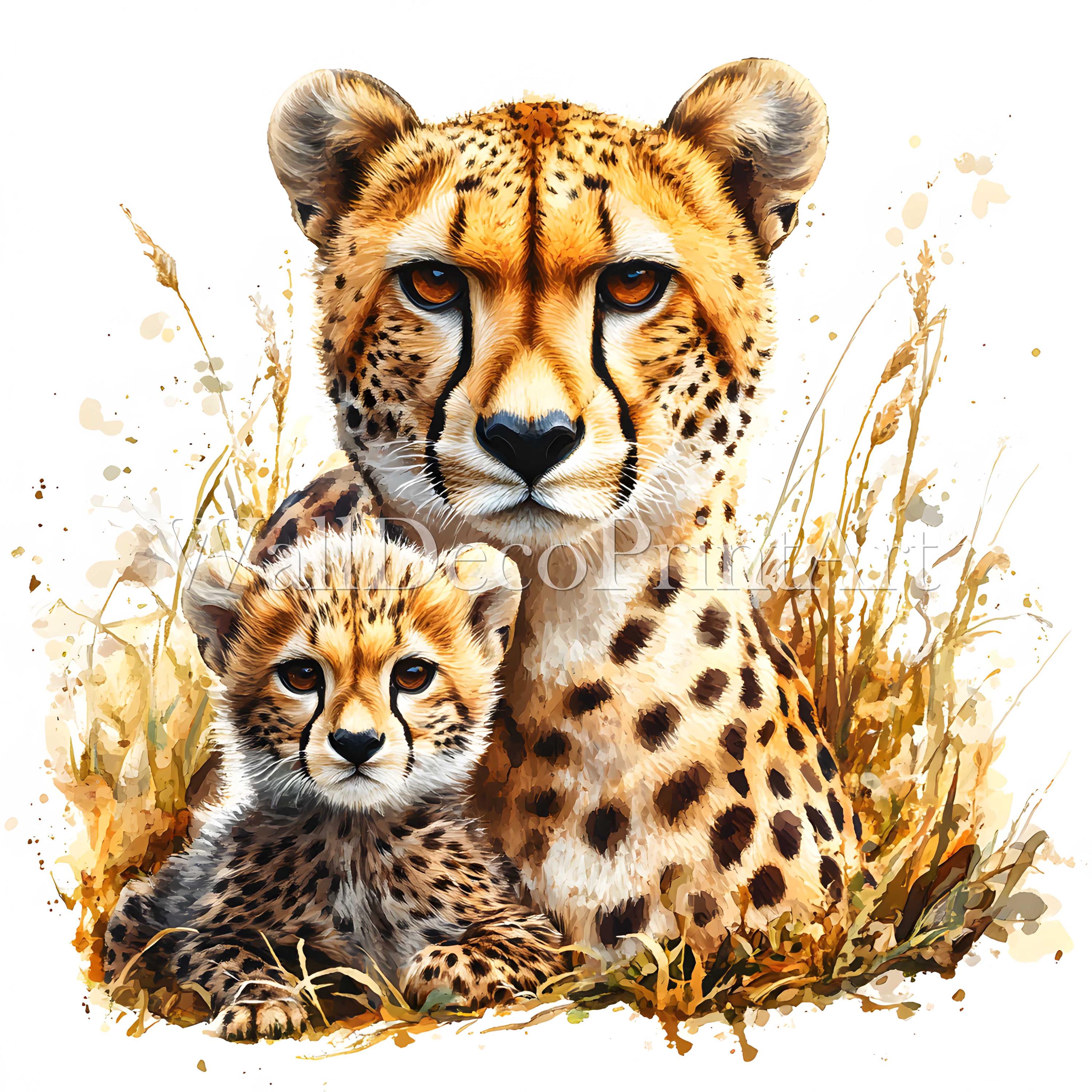 Beautiful Cheetah Clipart Bundle - 10 High Quality JPG - Digital ...