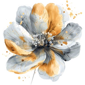Silver & Gold Abstract Flowers Clipart Bundle - 10 High Quality Jpgs ...
