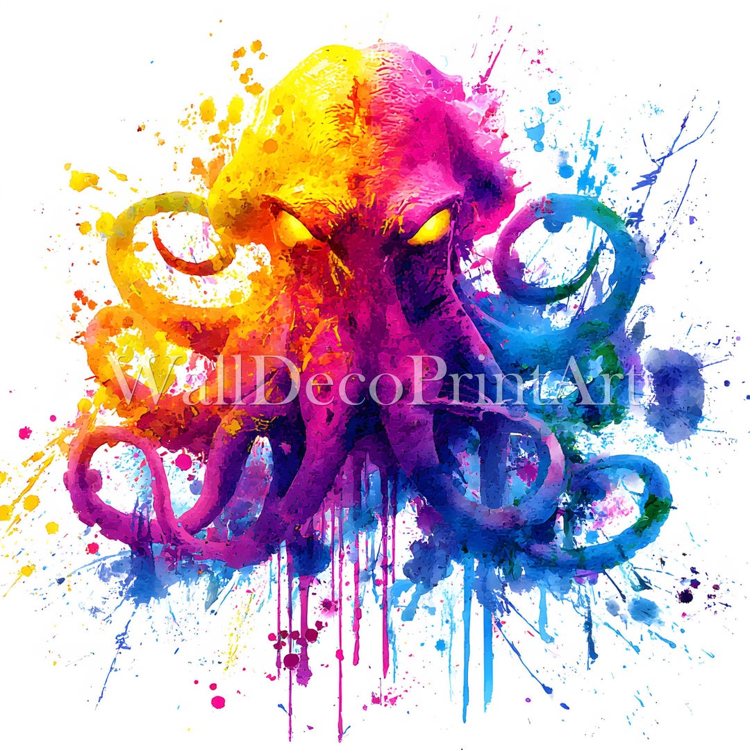 10 Colorful Rainbow Octopus Clipart Set - High Resolution Watercolor ...