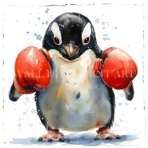 Cute Boxing Penguin Clipart Bundle - 10 High Quality Jpgs - Digital ...