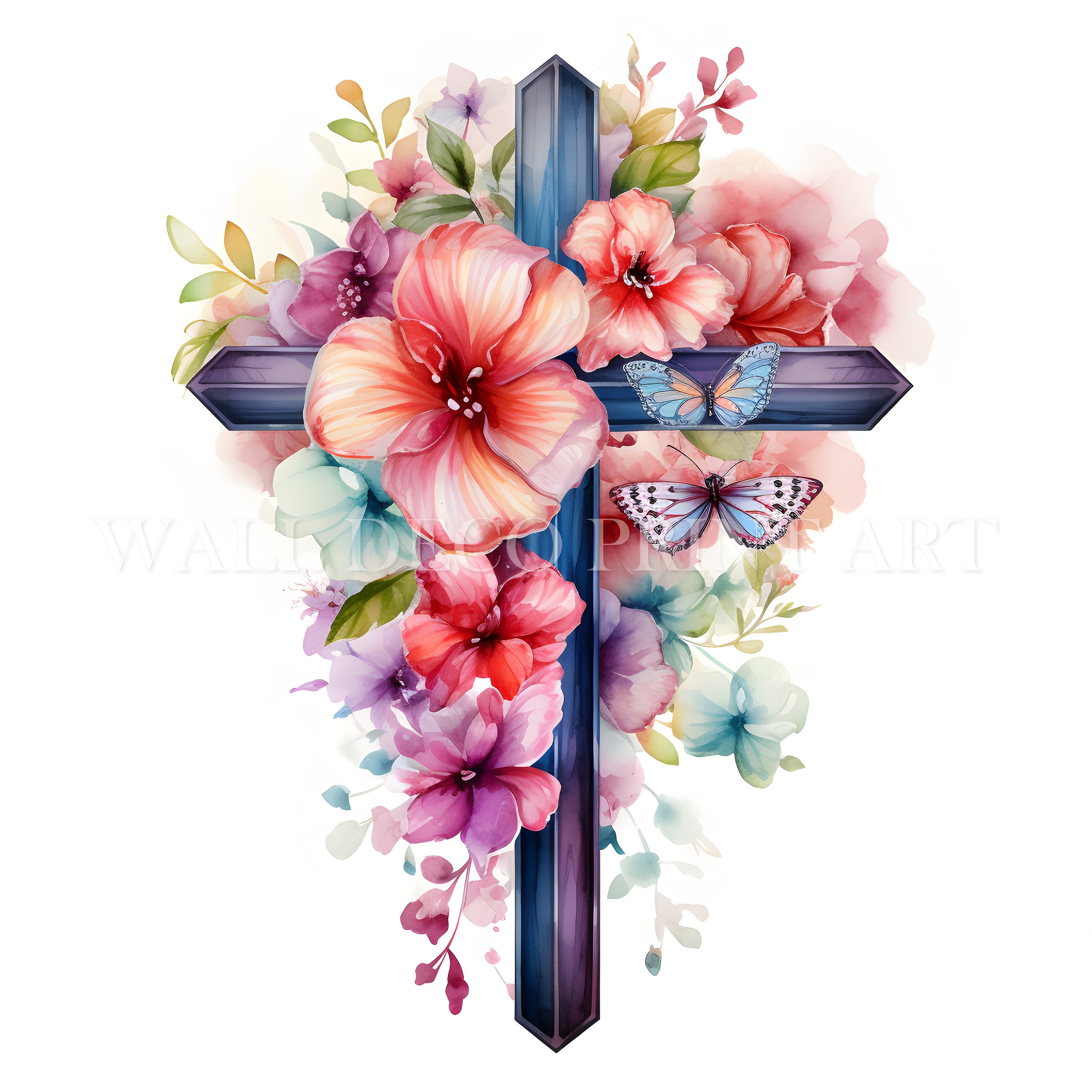 Beautiful Floral Cross Clipart 10 High Quality JPG Instant - Etsy
