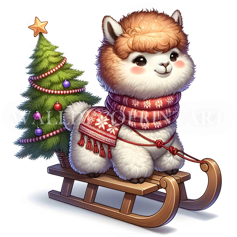 10 Christmas Winter Alpaca Clipart Bundle - High Quality JPG - Digital ...