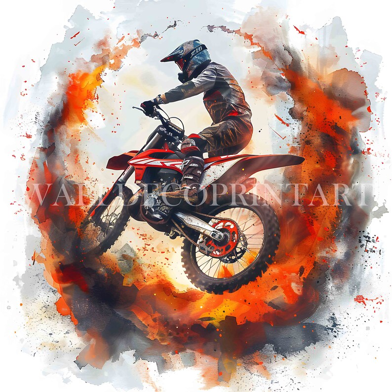 10 Fire Motocross Bike Clipart Bundle - High Quality Jpgs - Digital ...