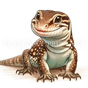 Soft Sketch Monitor Lizard Clipart Bundle - 6 High Quality Jpgs ...
