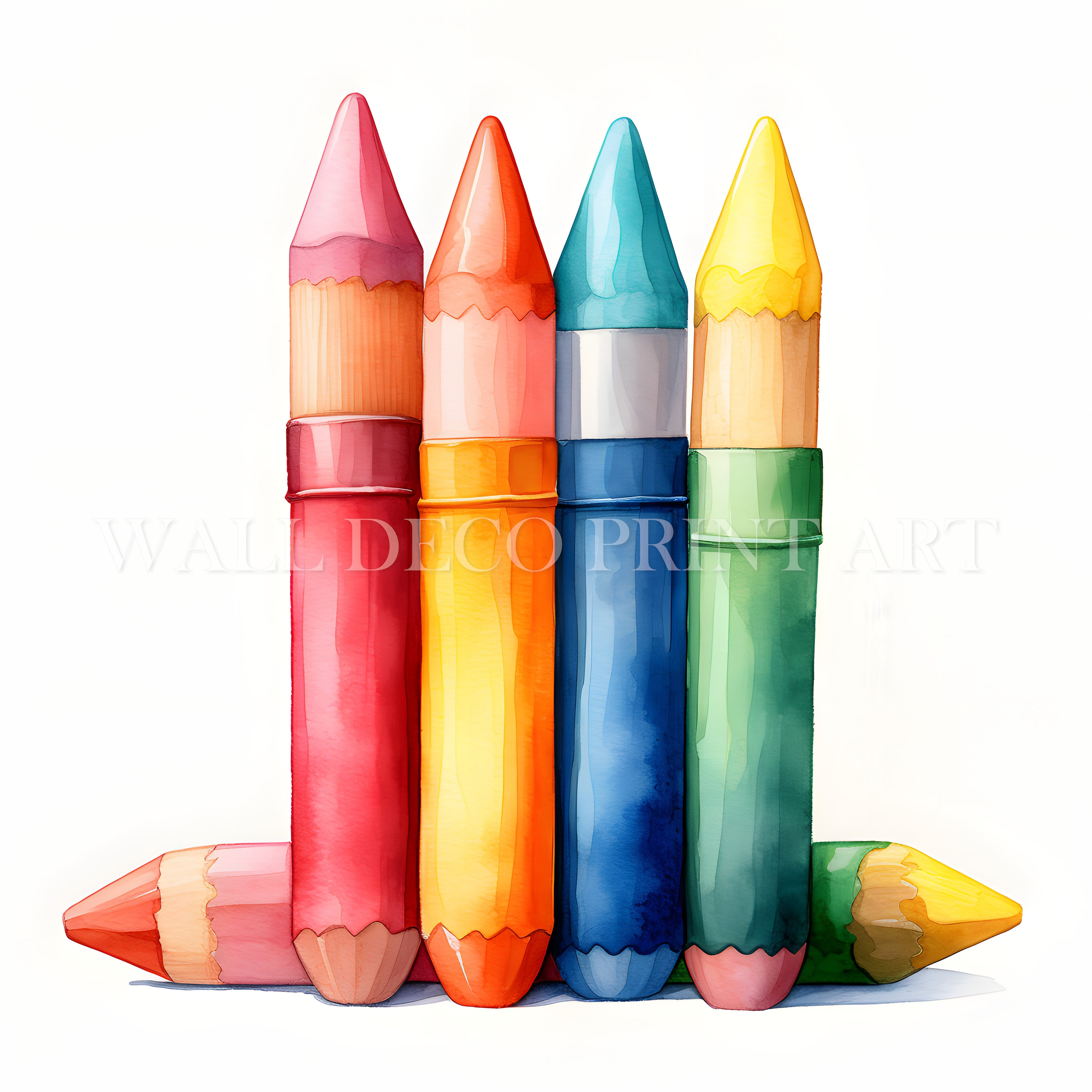 Colorful Crayons Clipart 9 High Quality Jpgs Digital - Etsy