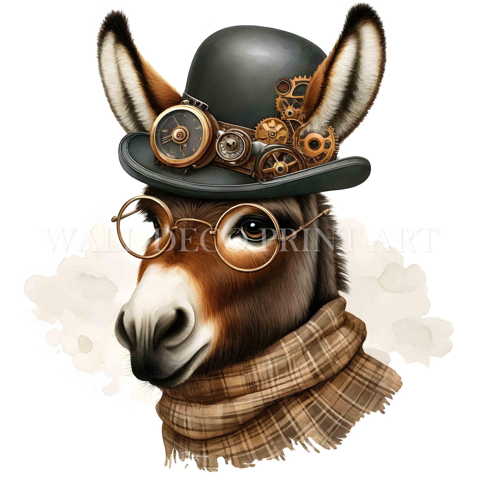 Cute Steampunk Donkey Clipart Bundle - 10 High Quality Images - Digital ...