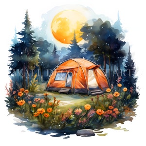 Watercolor Camping Clipart Bundle - 10 High Quality Jpgs - Digital ...