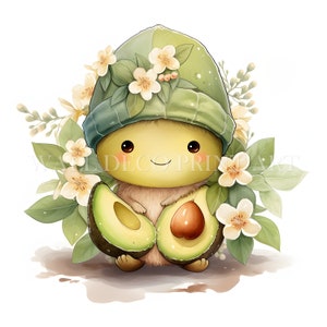 Cute Floral Avocado Clipart Bundle - 10 High Quality Jpgs - Digital ...