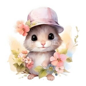 Cute Spring Flower Mouse Clipart Bundle - 10 High Quality JPG - Digital ...