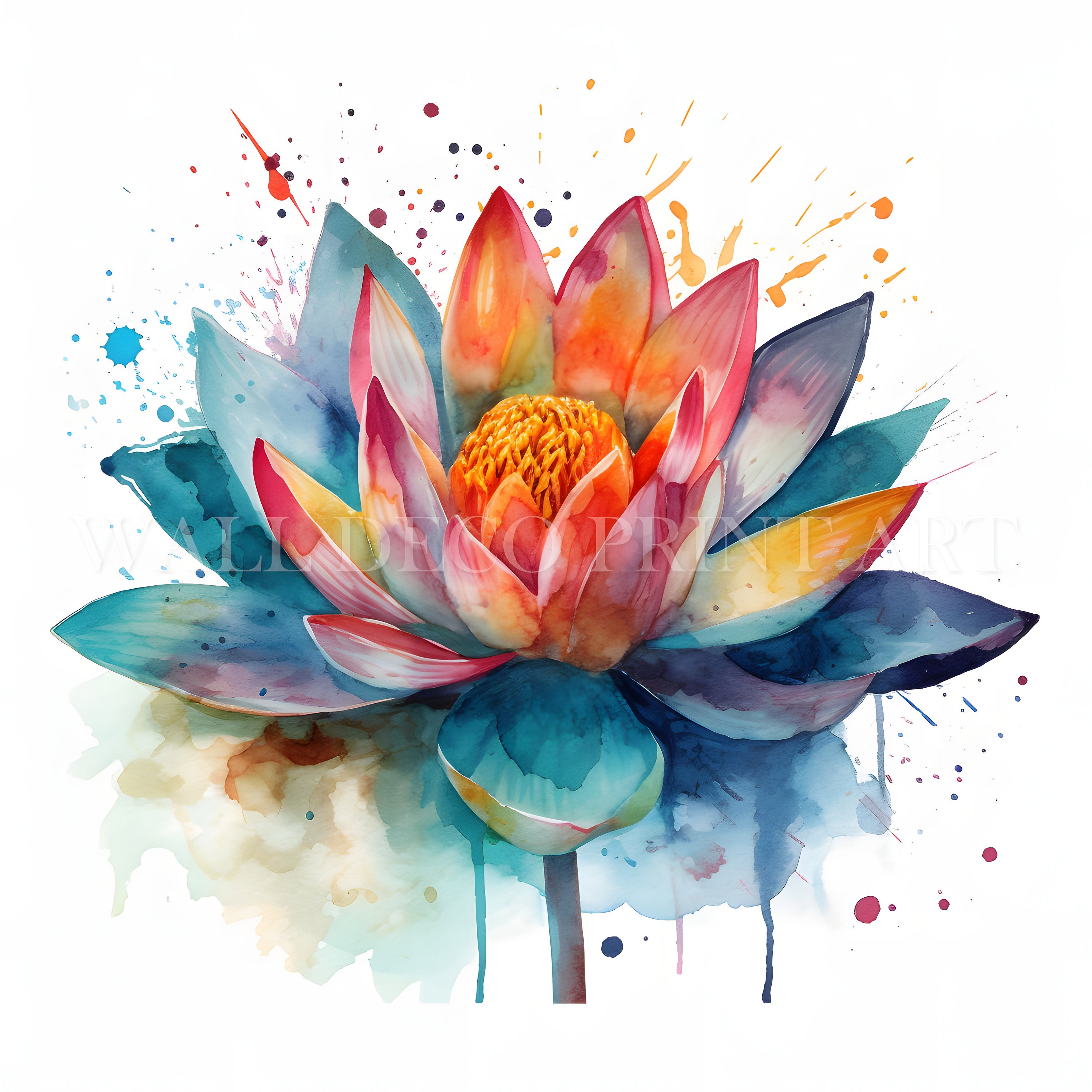 Colorful Lotus Clipart Bundle 10 High Quality Jpgs Digital - Etsy