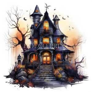 Halloween Haunted House Clipart Bundle - 6 High Quality Jpgs - Digital ...
