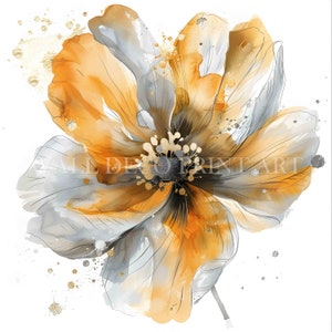 Silver & Gold Abstract Flowers Clipart Bundle 10 High Quality Jpgs ...