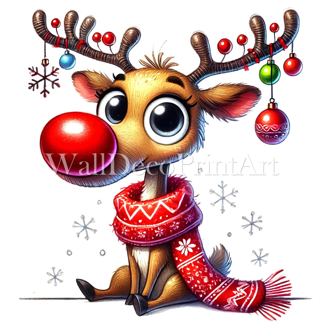 8 Rudolph Christmas Reindeer Clipart Bundle - High Quality JPG ...