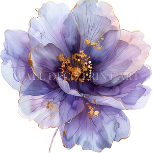 Purple & Gold Abstract Flowers Clipart Bundle - 10 High Quality Jpgs ...