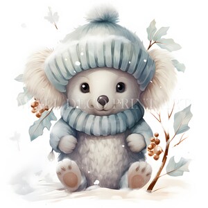 Cute Christmas Koala Clipart Bundle - 10 High Quality JPG - Digital ...