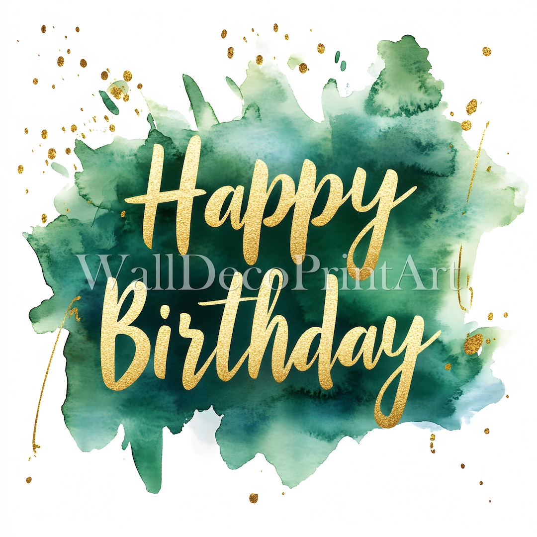 Happy Birthday Green Clipart Bundle - 10 High Quality JPG - Digital ...