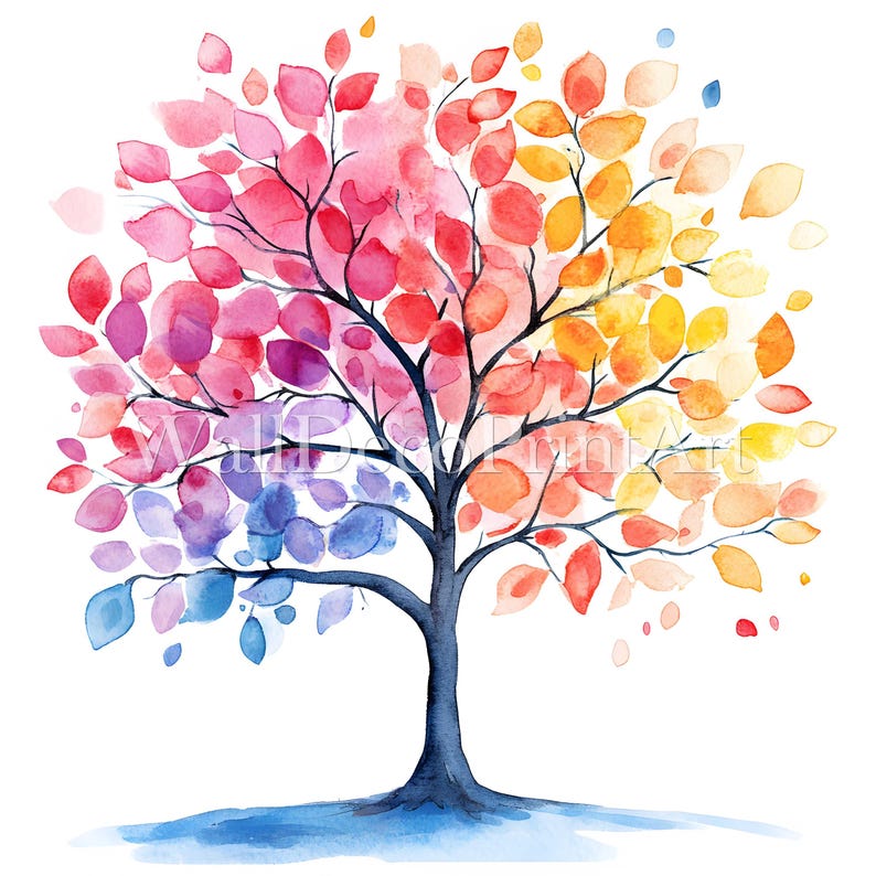 12 Simple Colorful Tree Clipart Bundle - High Quality JPG - Digital ...