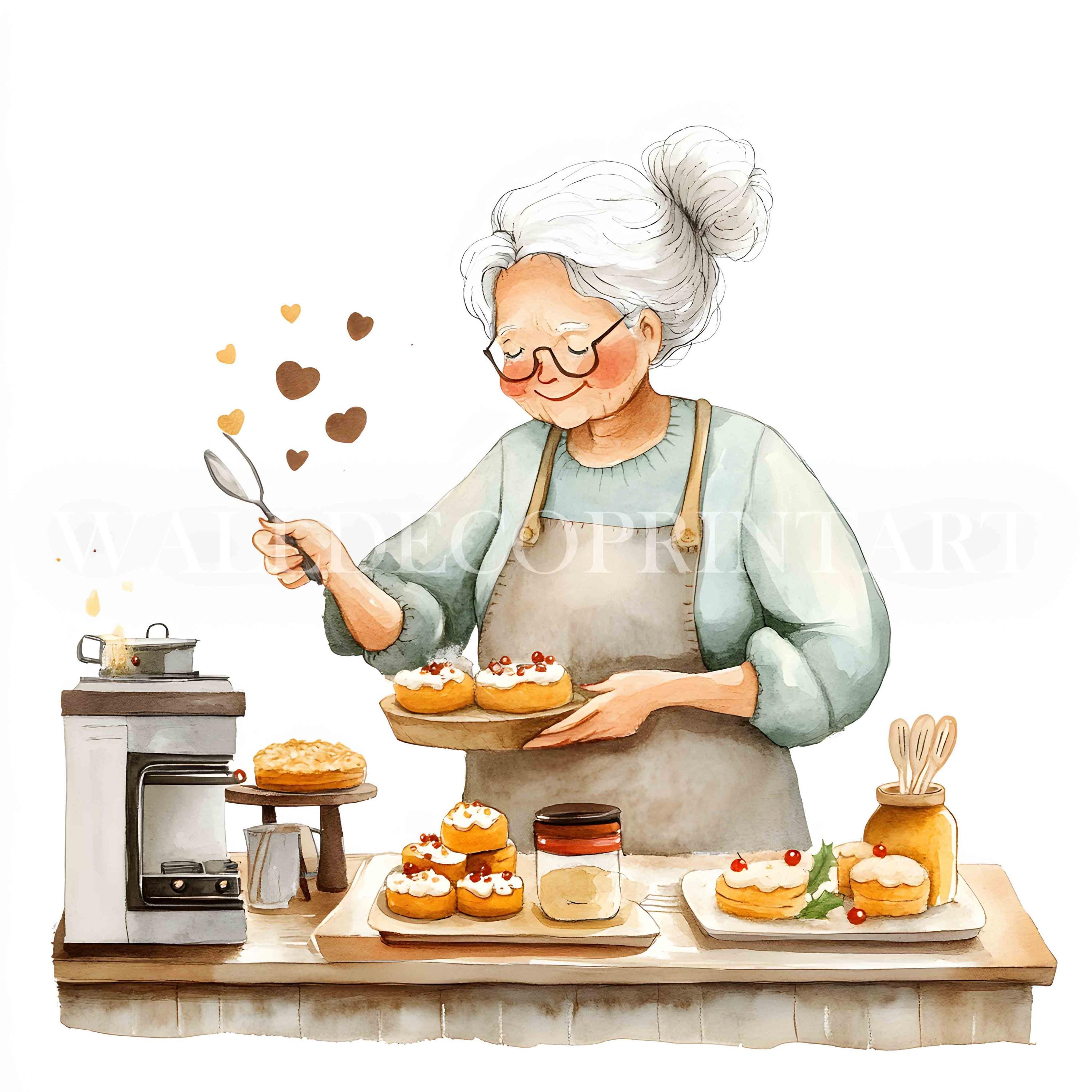 10 Baking Grandma Clipart - High Quality Jpgs - Digital Downloads ...