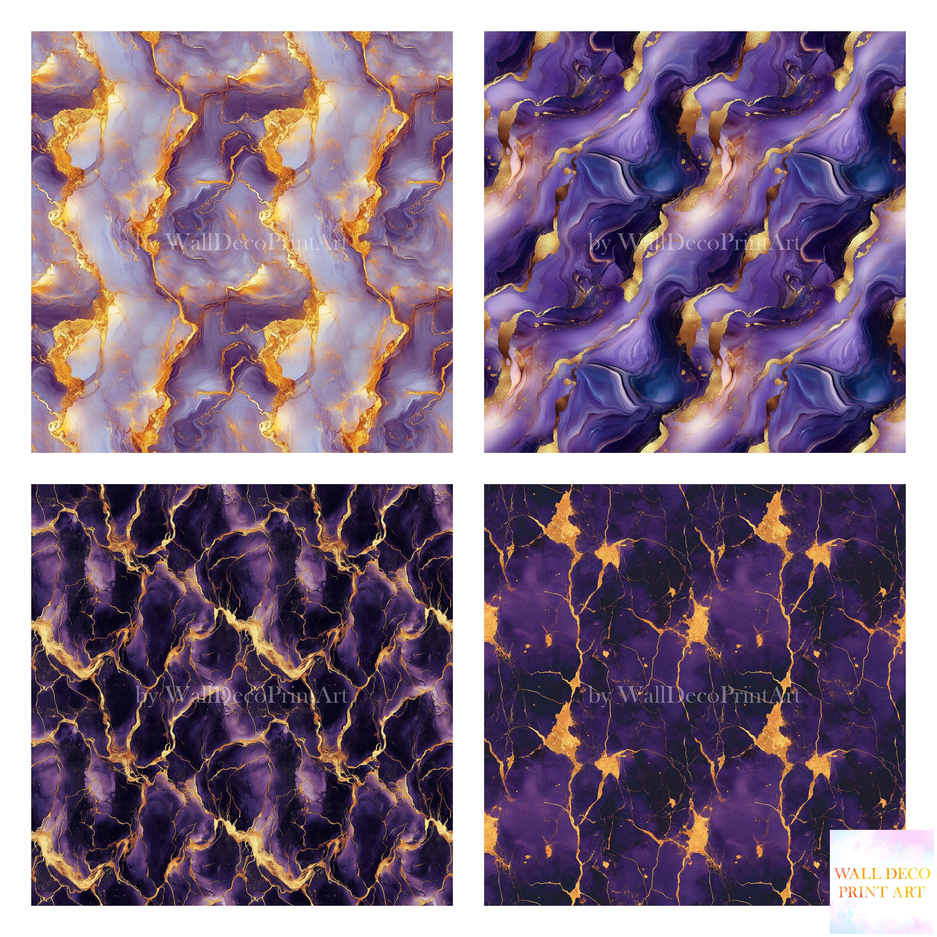 Golden Purple Marble Digital Paper - Seamless Abstract Design for ...