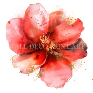 Red & Gold Abstract Flowers Clipart Bundle - 10 High Quality Jpgs ...