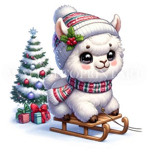 10 Christmas Winter Alpaca Clipart Bundle - High Quality JPG - Digital ...