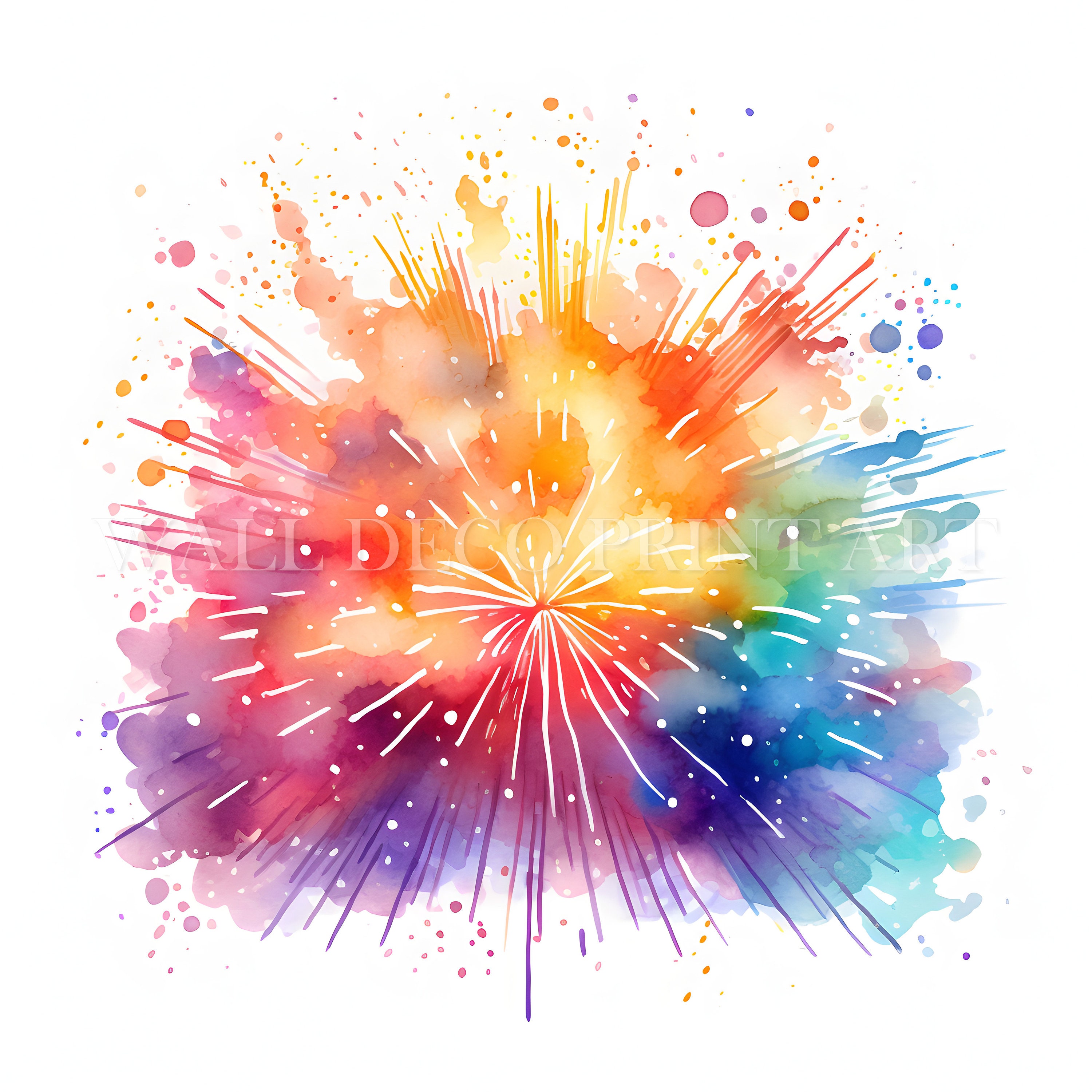 Colorful Firework Clipart Bundle - 10 High Quality Jpgs - Digital ...