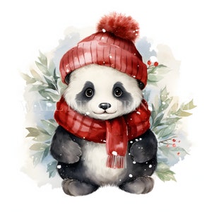 Christmas Panda Clipart Bundle - 10 High Quality JPG - Digital ...