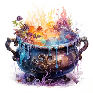 Halloween Bubbling Cauldron Clipart Bundle - 10 High Quality JPG ...