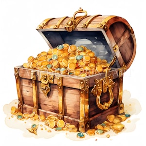 Watercolor Treasure Clipart Bundle - 11 High Quality Jpgs - Digital ...