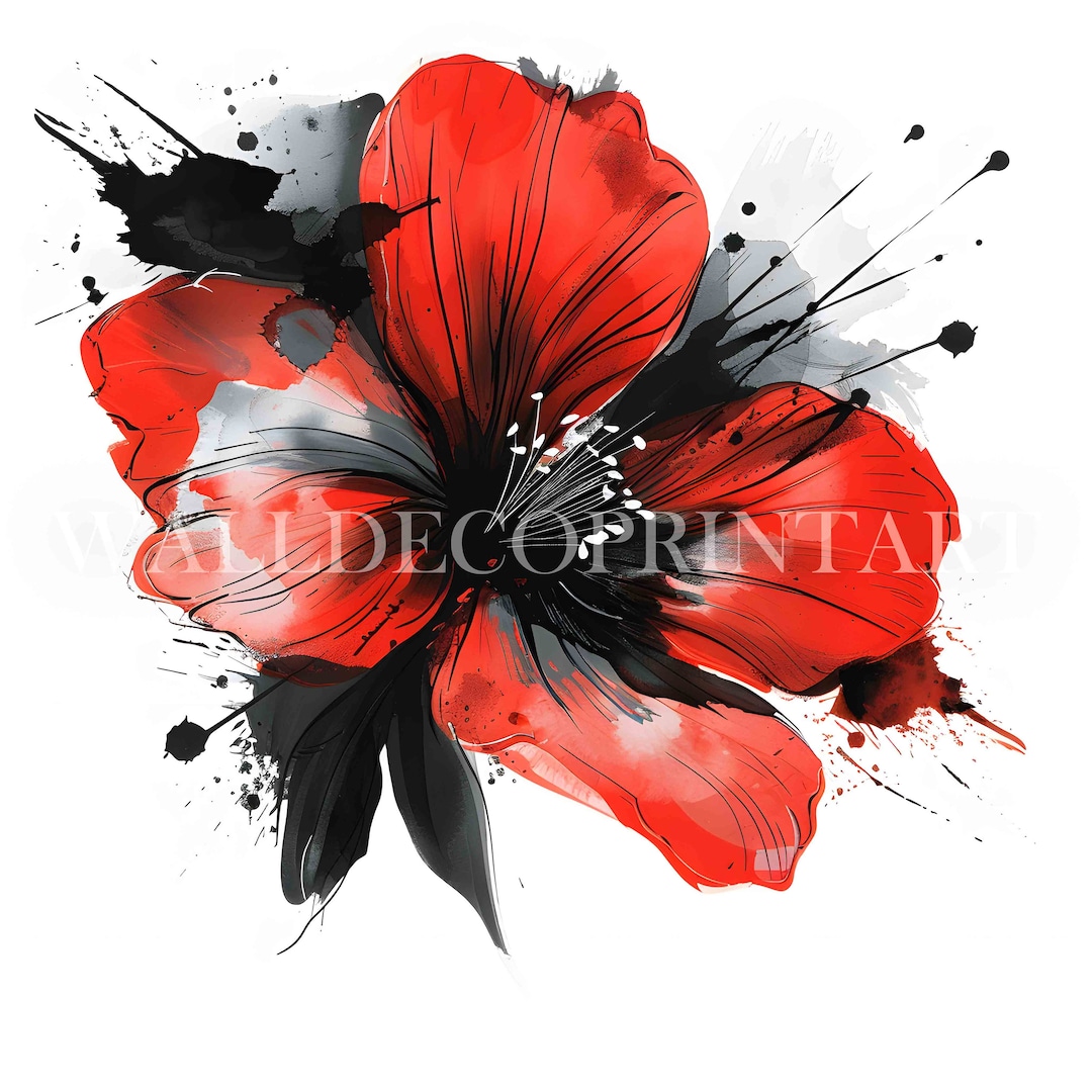 9 Deep Red Black Abstract Flowers Clipart Bundle - High Quality JPG ...