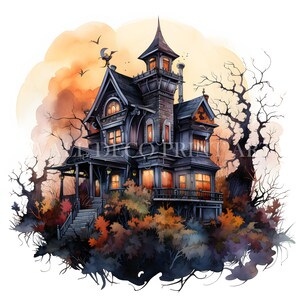 Halloween Haunted House Clipart Bundle - 6 High Quality Jpgs - Digital ...