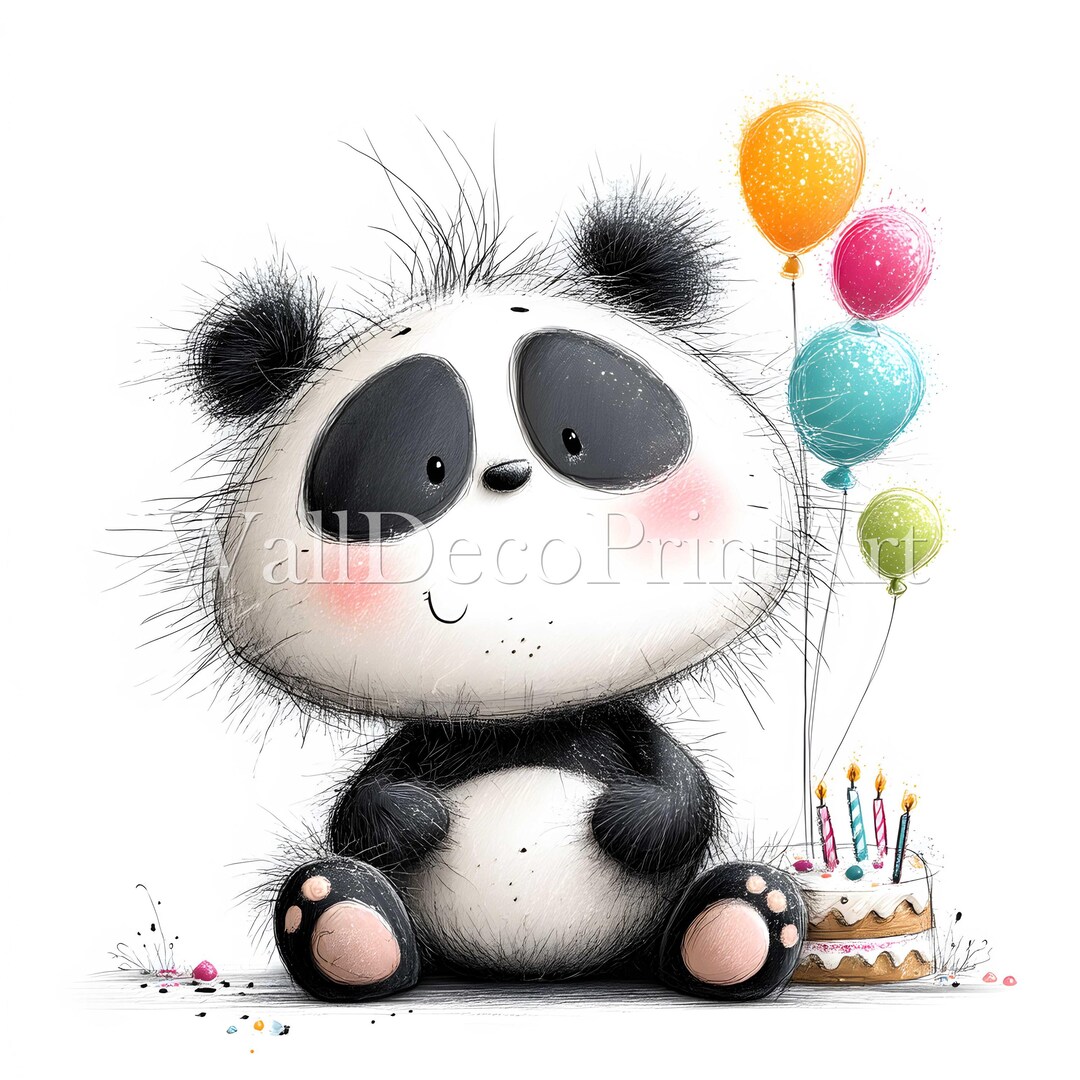 10 Cute Birthday Panda Clipart Bundle - High Quality Image - Digital ...